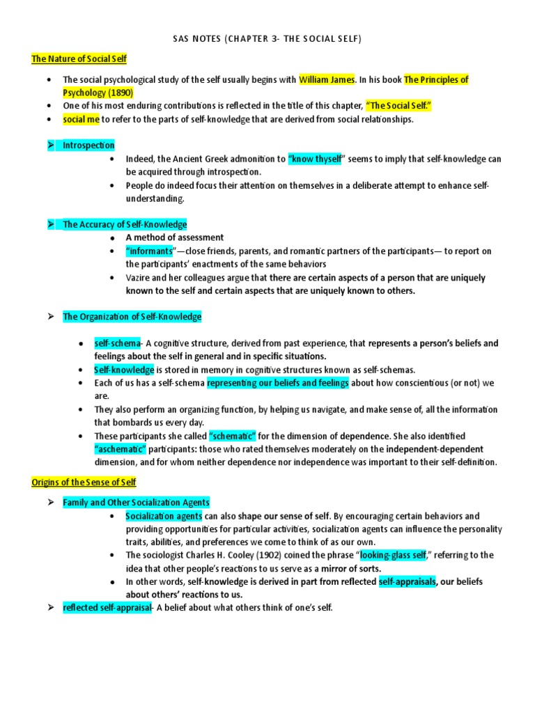 Sas Notes | PDF | Self Esteem | Self Control