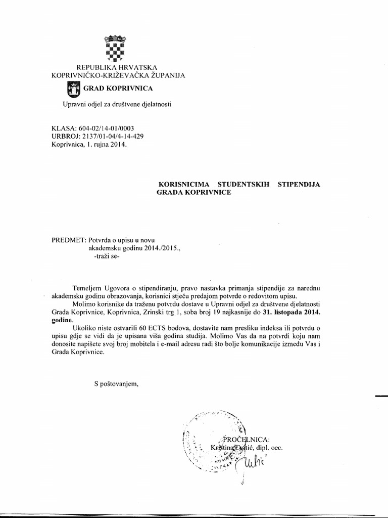 Potvrda o Upisu-Studenti | PDF