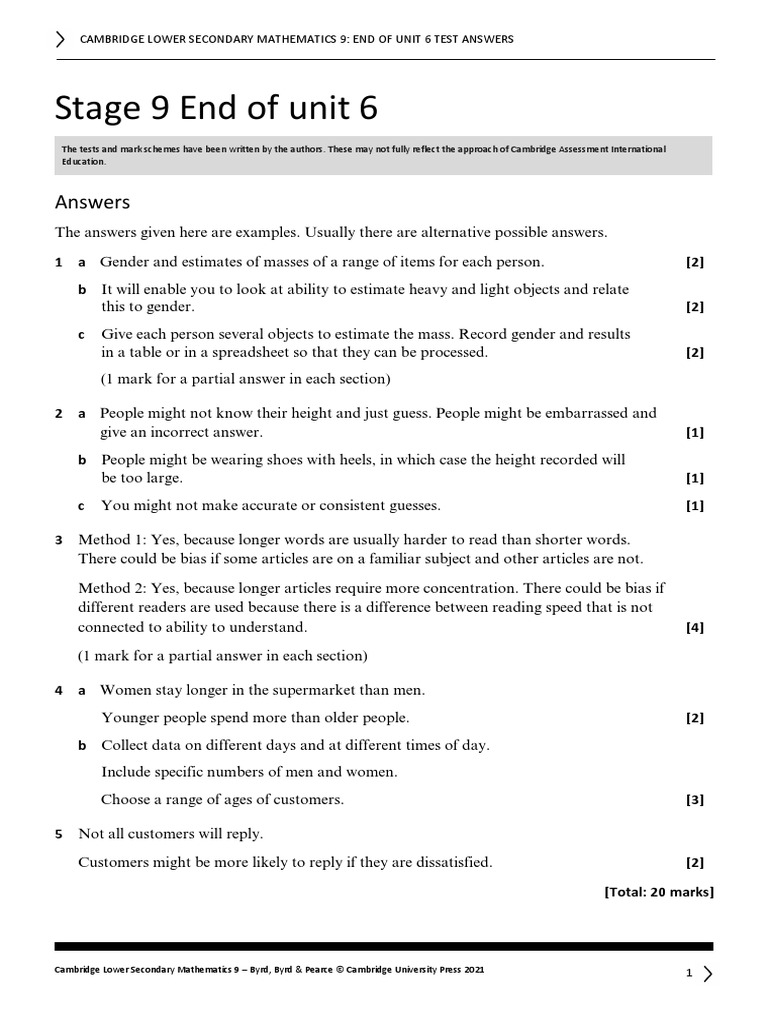 Unit 6 End-Of-Unit Test Answers | PDF | Cognitive Science | Cognition