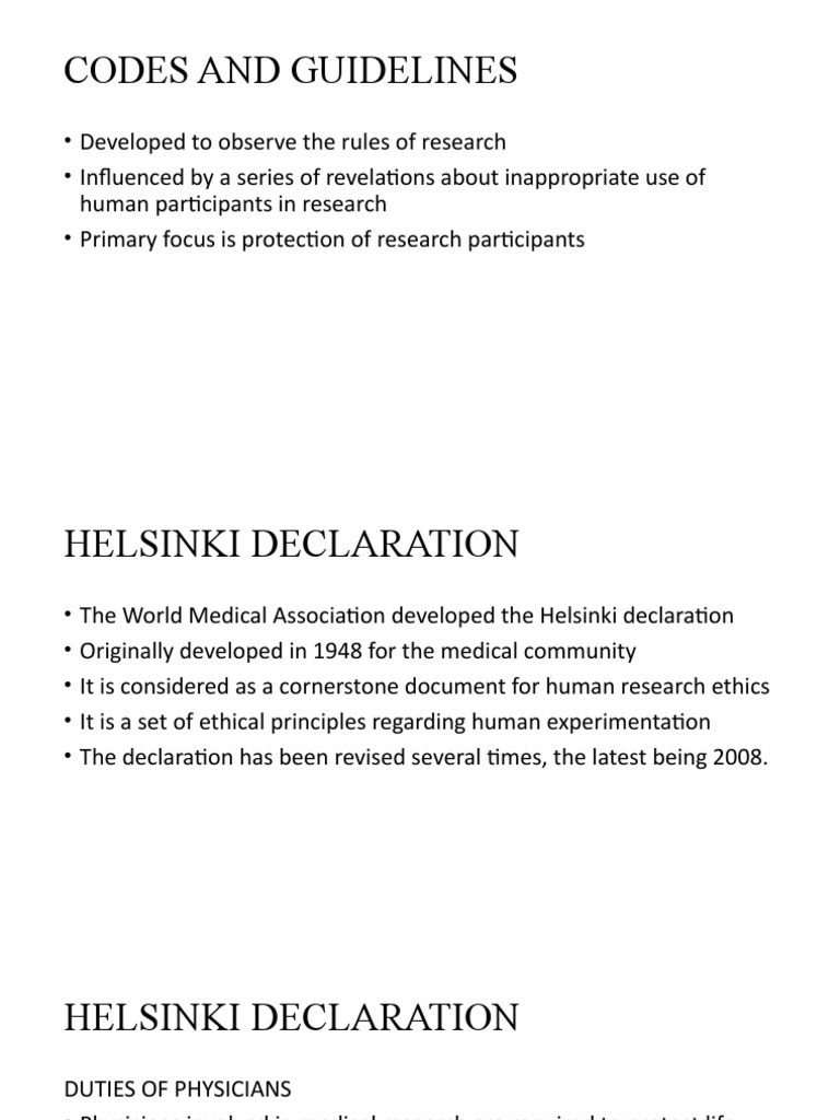 Helsinki Declaration | PDF | Institutional Review Board | Informed Consent