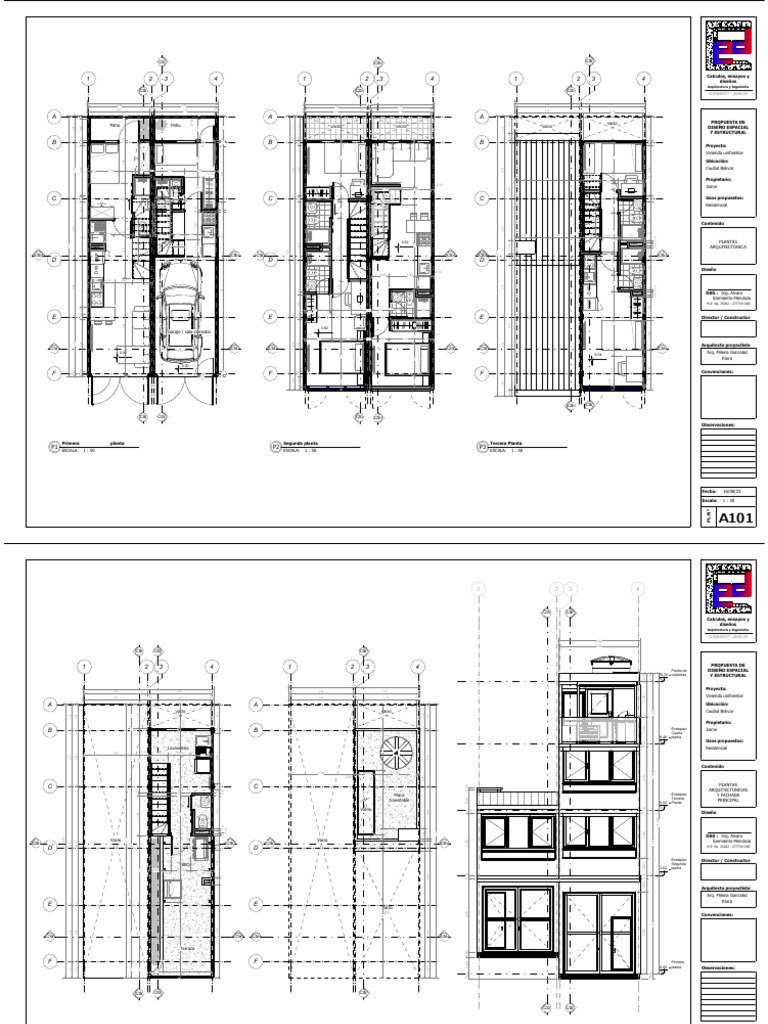 Vol 2 - Juego de Planos Arq. y Estructurales - Casas 3x12 Color | PDF