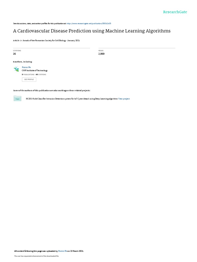 A Cardiovascular Disease Prediction Using Machine Learning Algorithms Pdf Support Vector