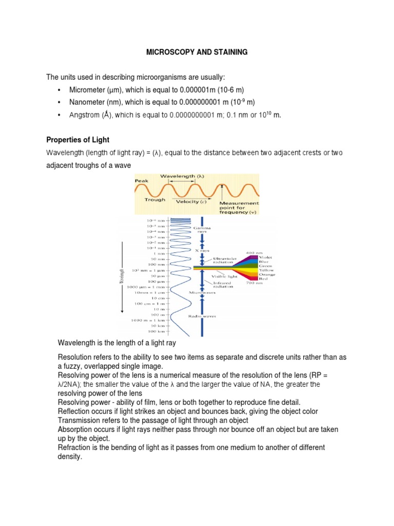 Microscopy and Staining | PDF | Staining | Angular Resolution