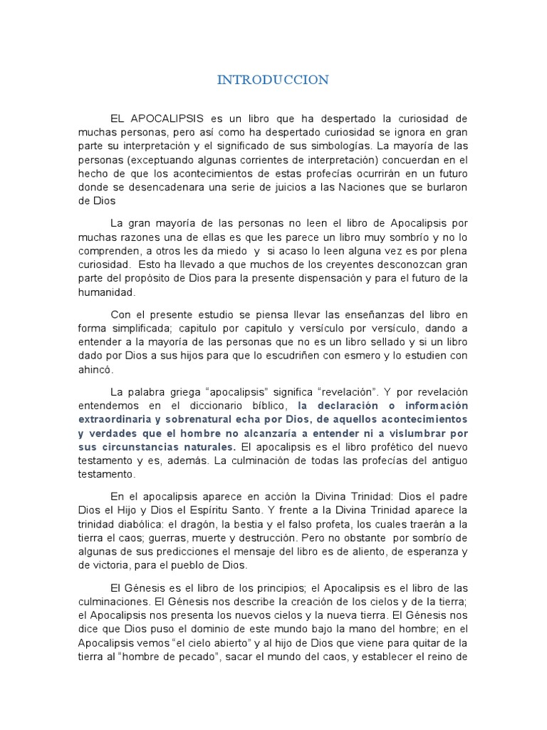 Interpretación Del Apocalipsis Simplificada Pdf Libro De Revelación