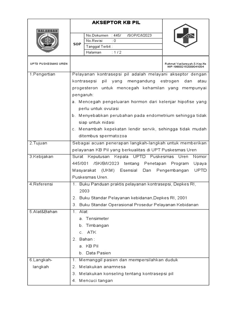 Format Sop KB Pil-1 | PDF