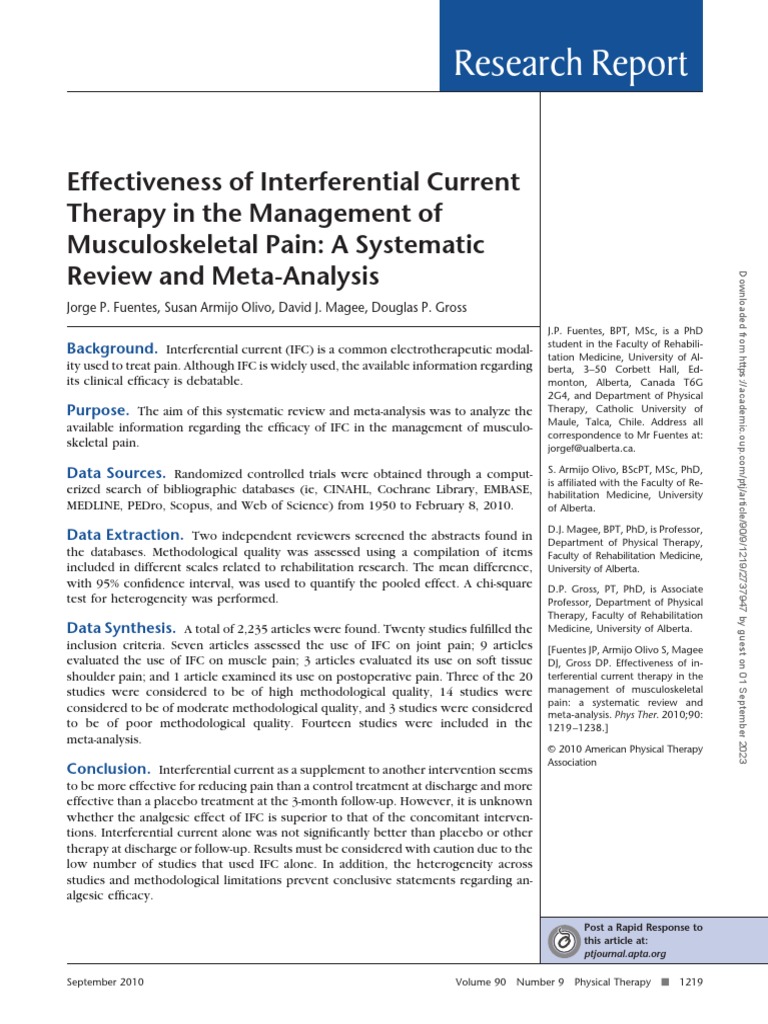 Effectiveness of Interferential Current Therapy in The Management of ...