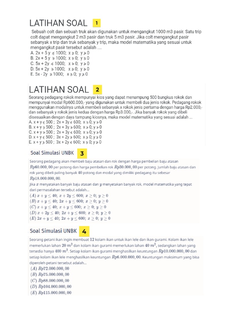 Latihan Soal Program Linear | PDF