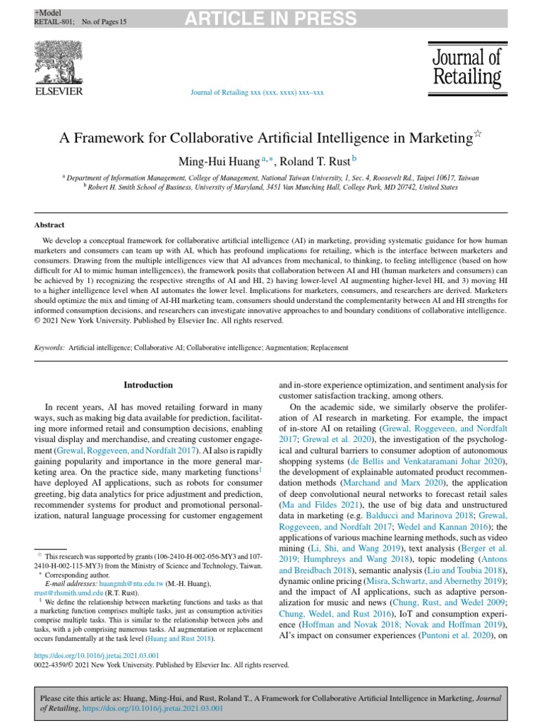 Fardapaper A Framework For Collaborative Artificial Intelligence in Marketing | PDF | Artificial ...
