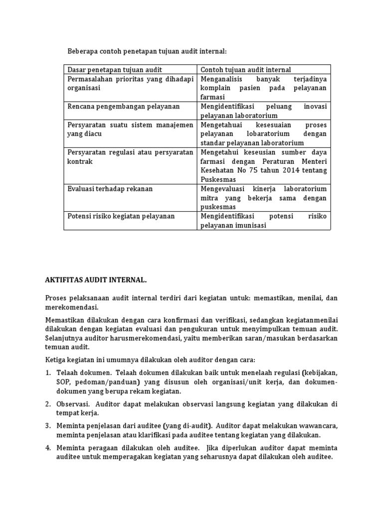 Beberapa Contoh Penetapan Audit Internal | PDF Beberapa Contoh Penetapan Audit Internal | PDF