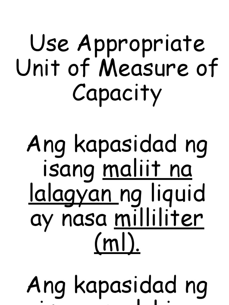 Use Appropriate Unit of Measure of Capacity | PDF