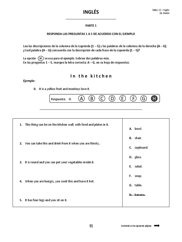 Prueba Saber Ingles - Decimos | PDF