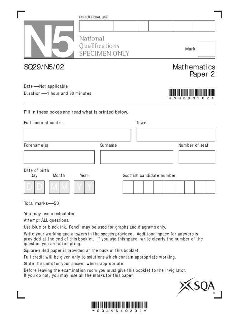 Specimen Paper 2 Ques Only | PDF | Geometry | Euclidean Geometry