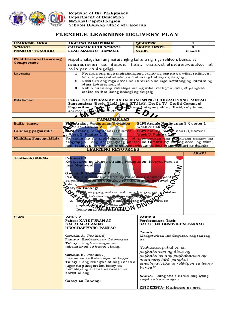FLDP AP8 Q1 WEEK 2 3 Validated | PDF