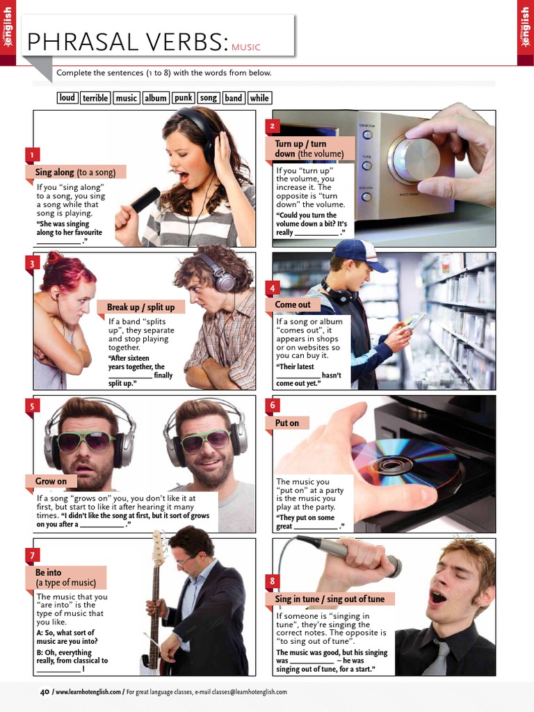 Phrasal Verbs Music | PDF | Cognitive Science | Languages