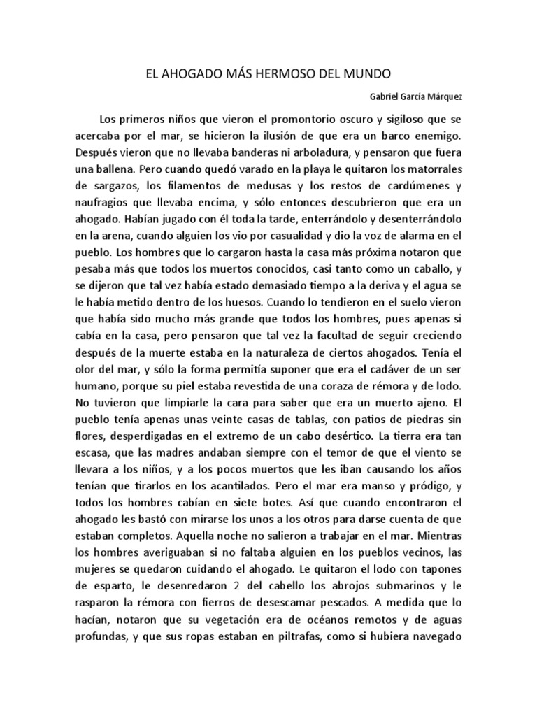 El Ahogado Más Hermoso Del Mundo | PDF | Gabriel García Márquez