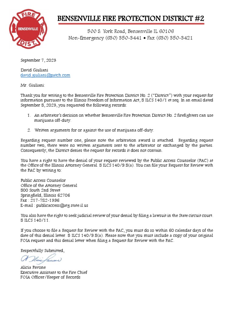 Firefighters' Marijuana Use Inquiry | PDF