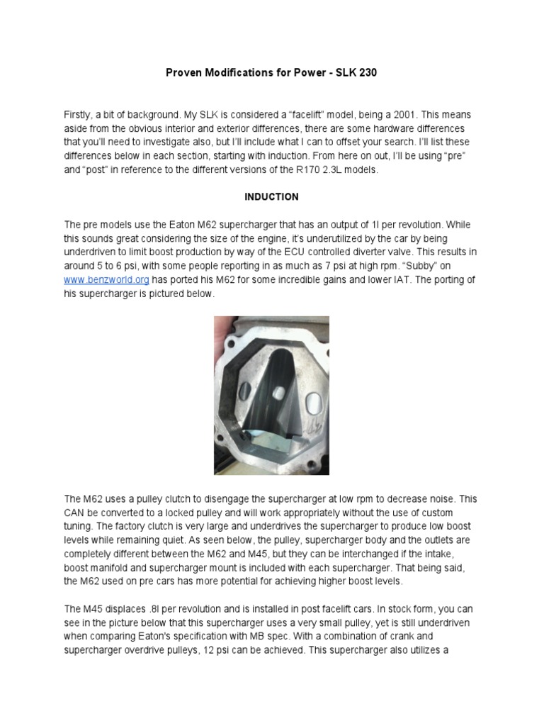 Proven SLK 230 Upgrades | PDF | Turbocharger | Mechanical Engineering