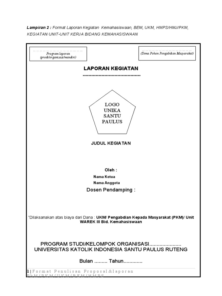 Contoh Format Laporan - Contoh Format Laporan Kegiatan Ukm - PKM - Bem - Hmps - Kegiatan Unit ...