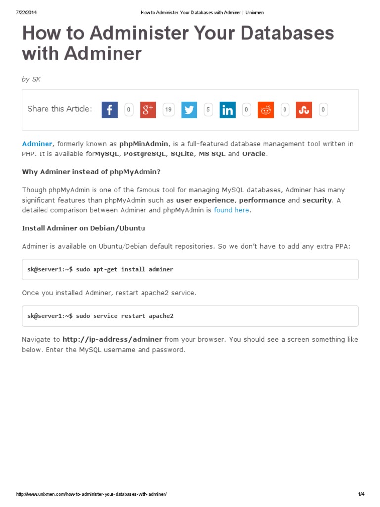 How To Administer Your Databases With Adminer - Unixmen | Download Free ... How To Administer Your Databases With Adminer - Unixmen | Download Free ...