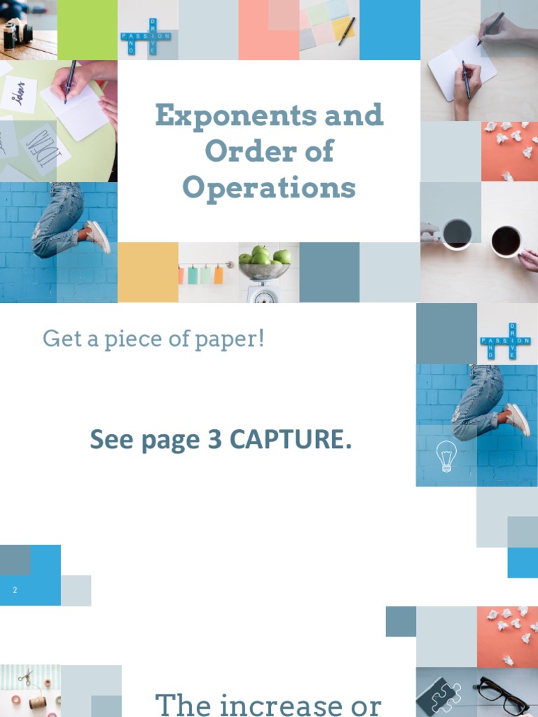 Exponents and Order of Operations Exponents and Order of Operations ...