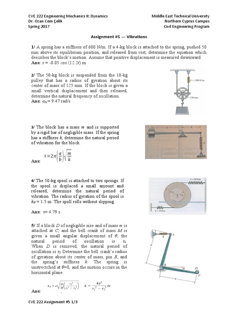 Assignment #5 | PDF | Oscillation | Mechanics
