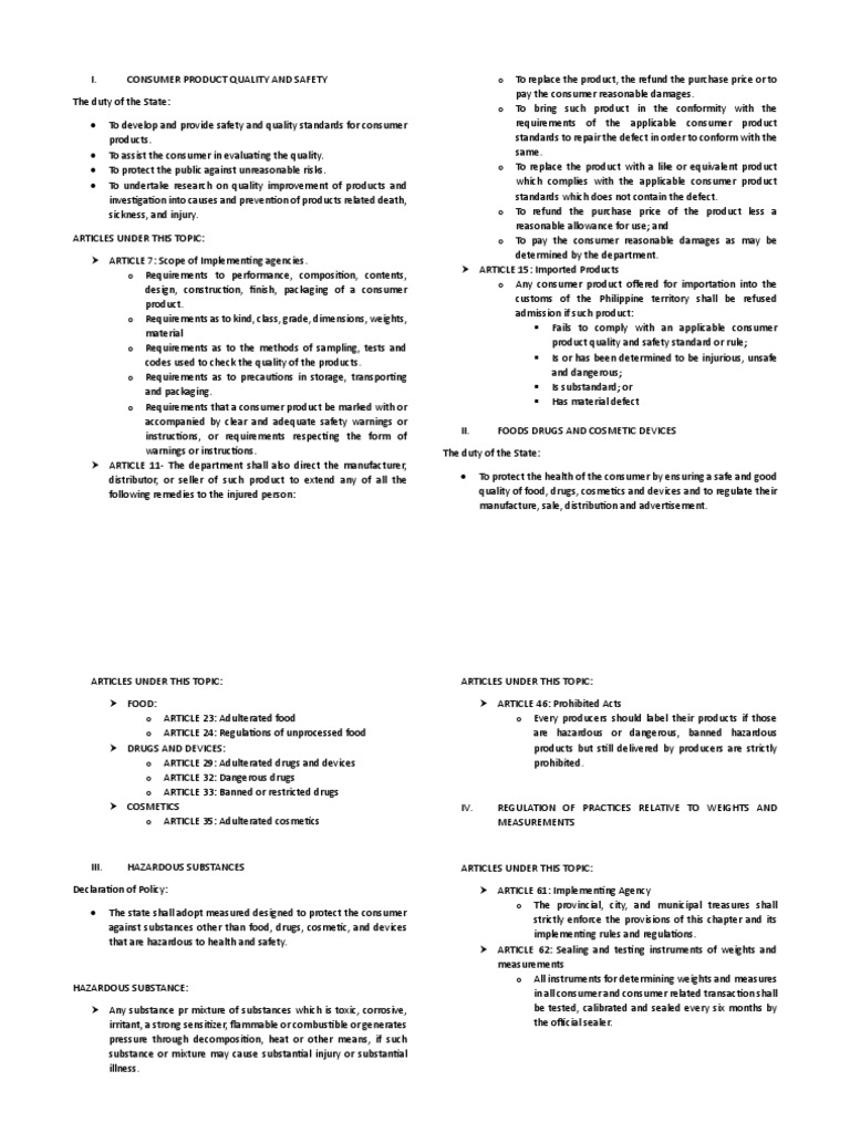 Consumer Product Quality and Safety Standards | PDF | Cosmetics | Safety