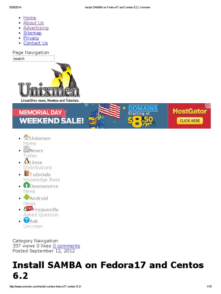 Install SAMBA On Fedora17 and Centos 6 | PDF | Software | Operating ...