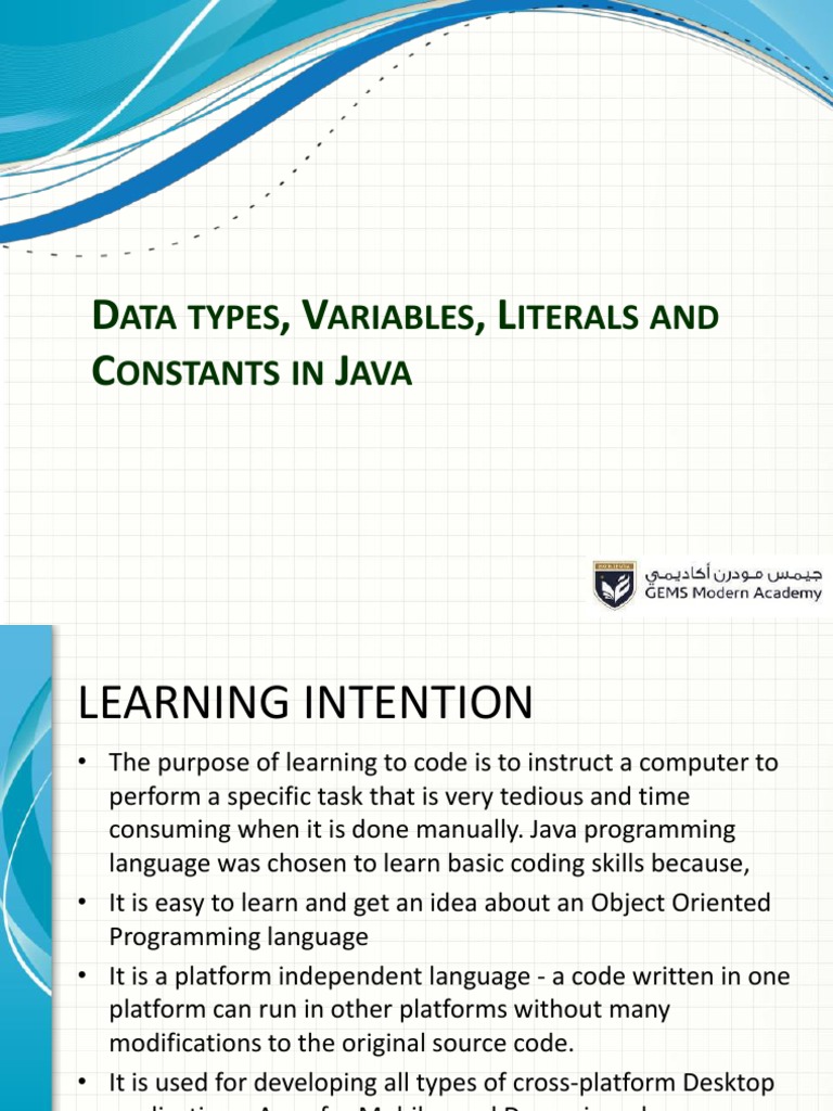 3 Data Types Variables Constants | PDF | Data Type | Variable (Computer Science)