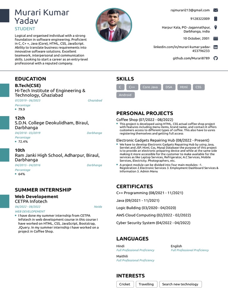 Murari's Resume | PDF | Java (Programming Language) | World Wide Web