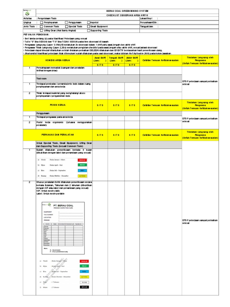 Checklist Pengelolaan Alat Kerja Aman | PDF