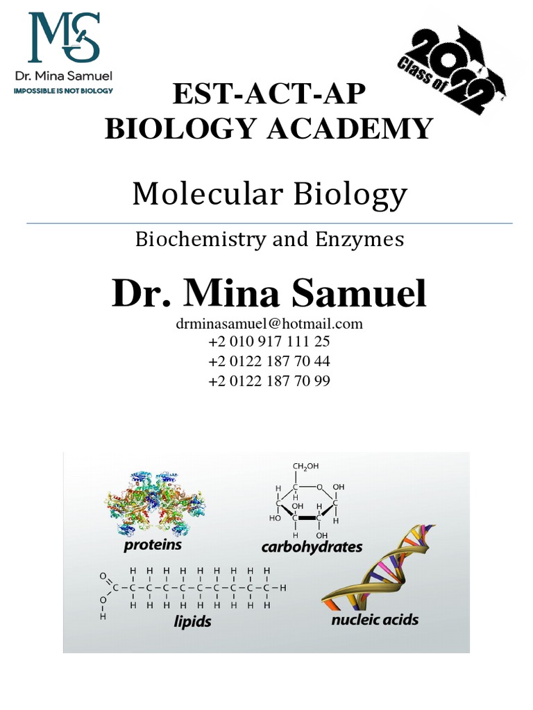 DrMinaSamuel-BioEST-ACT-AP-Notes-3&4-Biochemistry & Enzymes-2022 | PDF ...
