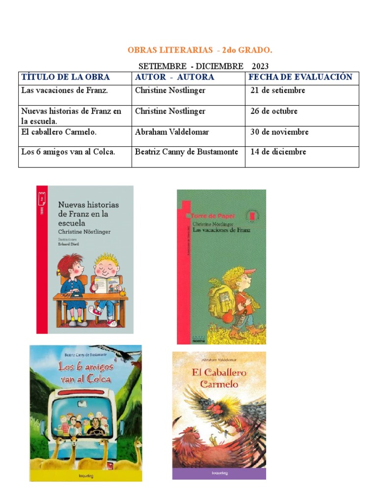 Obras Literarias para 2do Grado | PDF