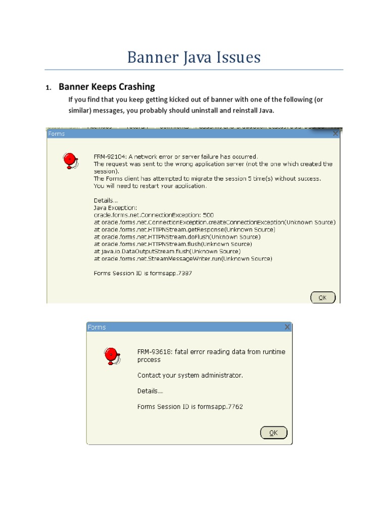 Banner Java Issues | Download Free PDF | Microsoft Windows | Windows 7