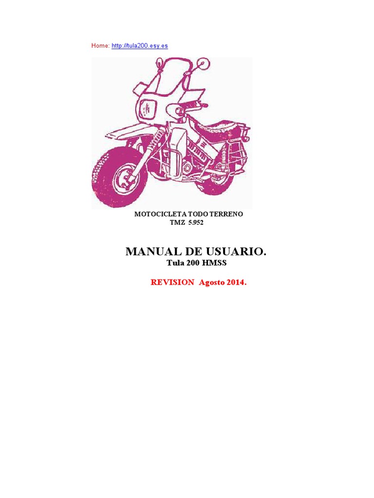 Home - MOTOCICLETA TODO TERRENO TMZ MANUAL DE USUARIO. Tula 200 HMSS ...