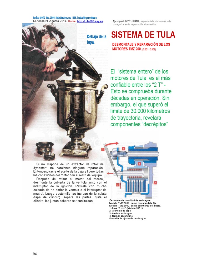 Sistema de Tula. Debajo de La Tapa. Desmontaje y Reparación de Los ...