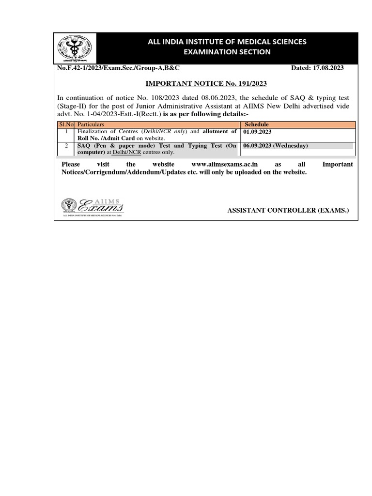 Final Notice - JAA Typing | PDF
