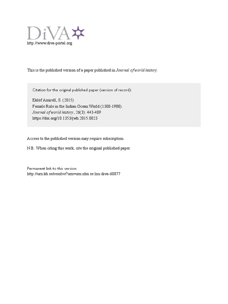 Journal of World History, 26 (3) : 443-489 | PDF