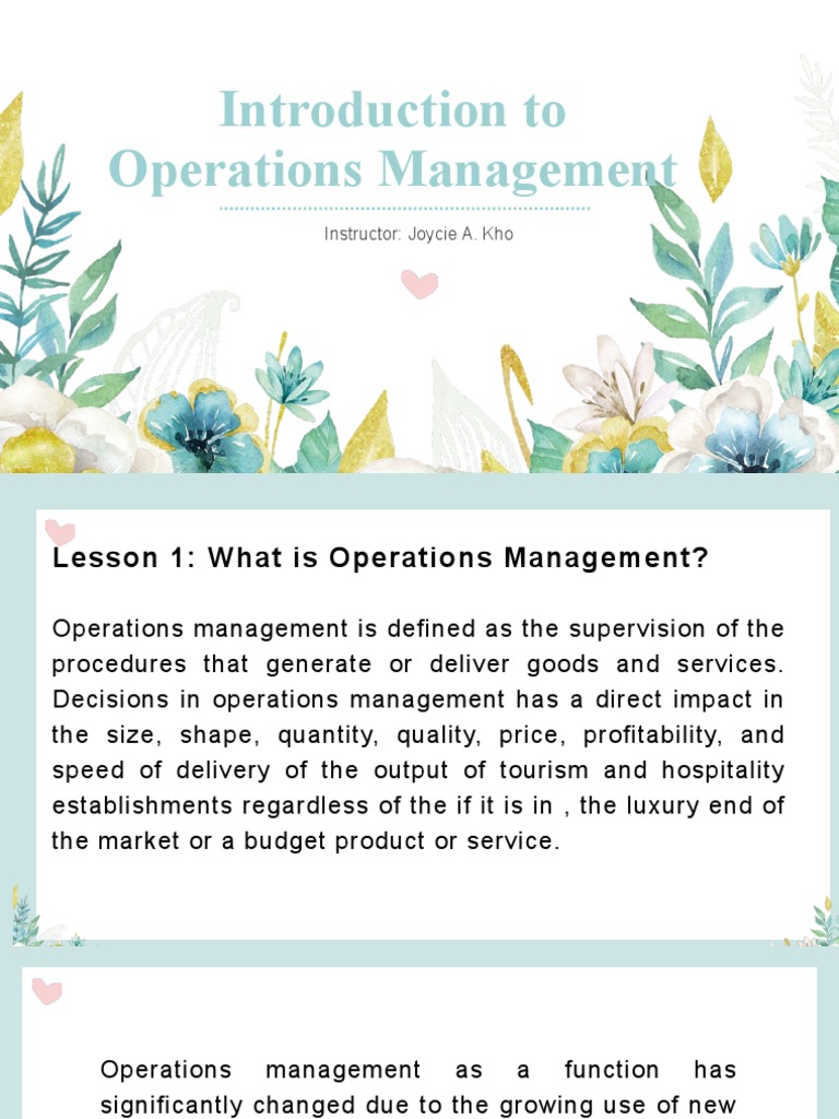 Introduction To Operations Management | PDF | Operations Management ...
