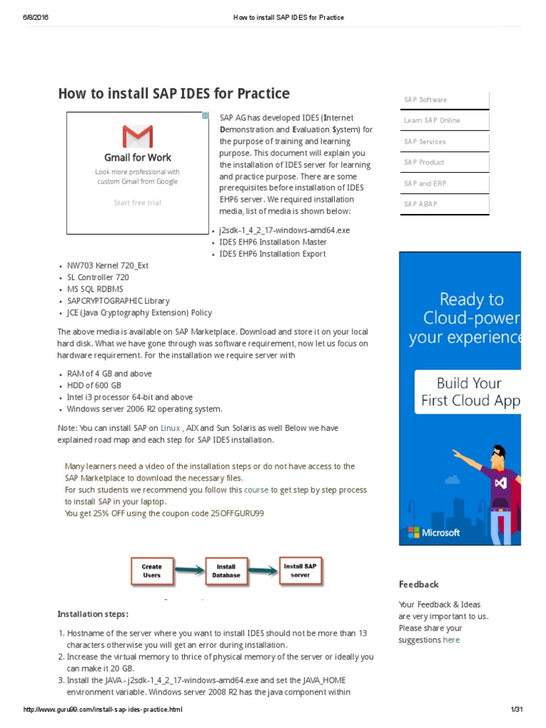 How To Install SAP IDES For Practice | PDF | Microsoft Sql Server ...