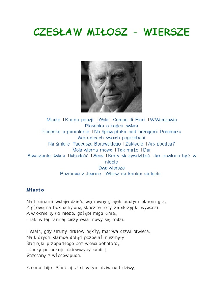 Milosz Wiersze PDF | PDF