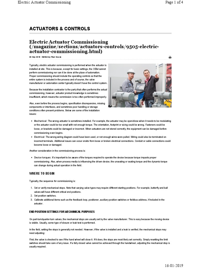 Electric Actuator Commissioning | Download Free PDF | Valve | Electric ...