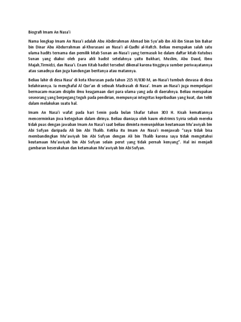 Biografi Imam An Nasa'i | PDF