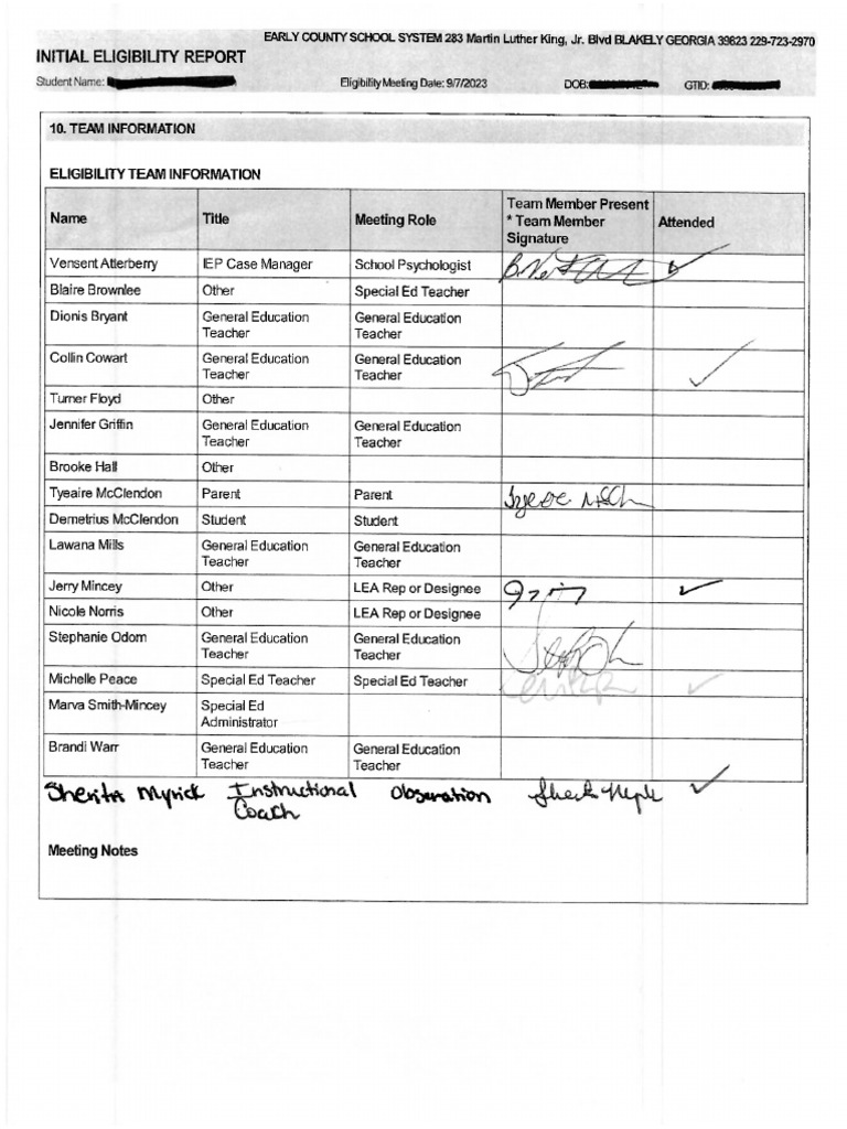 Iep Sign in Sheet | PDF