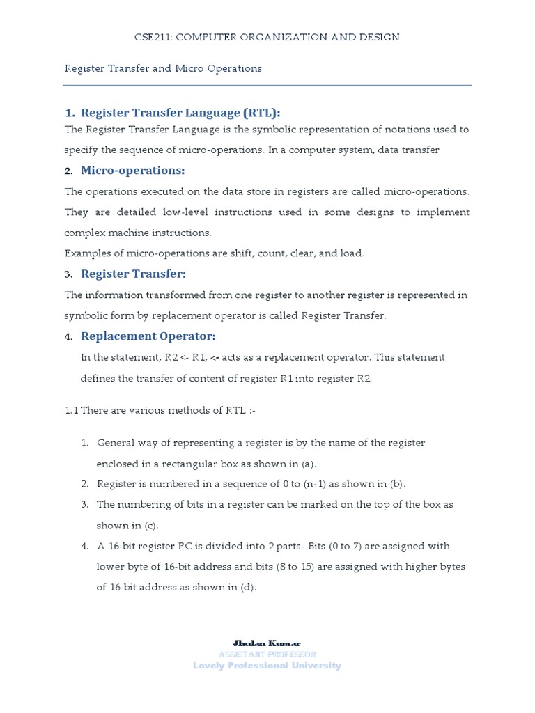 Register Transfer Language - Notes | Download Free PDF | Central ...