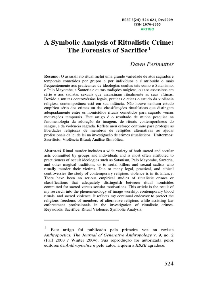 A Symbolic Analysis of Ritualistic Crime: The Forensics of Sacrifice ...