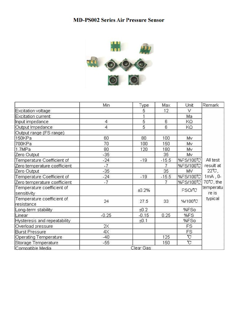 MD Ps002 Series Air Pressure Sensor | PDF