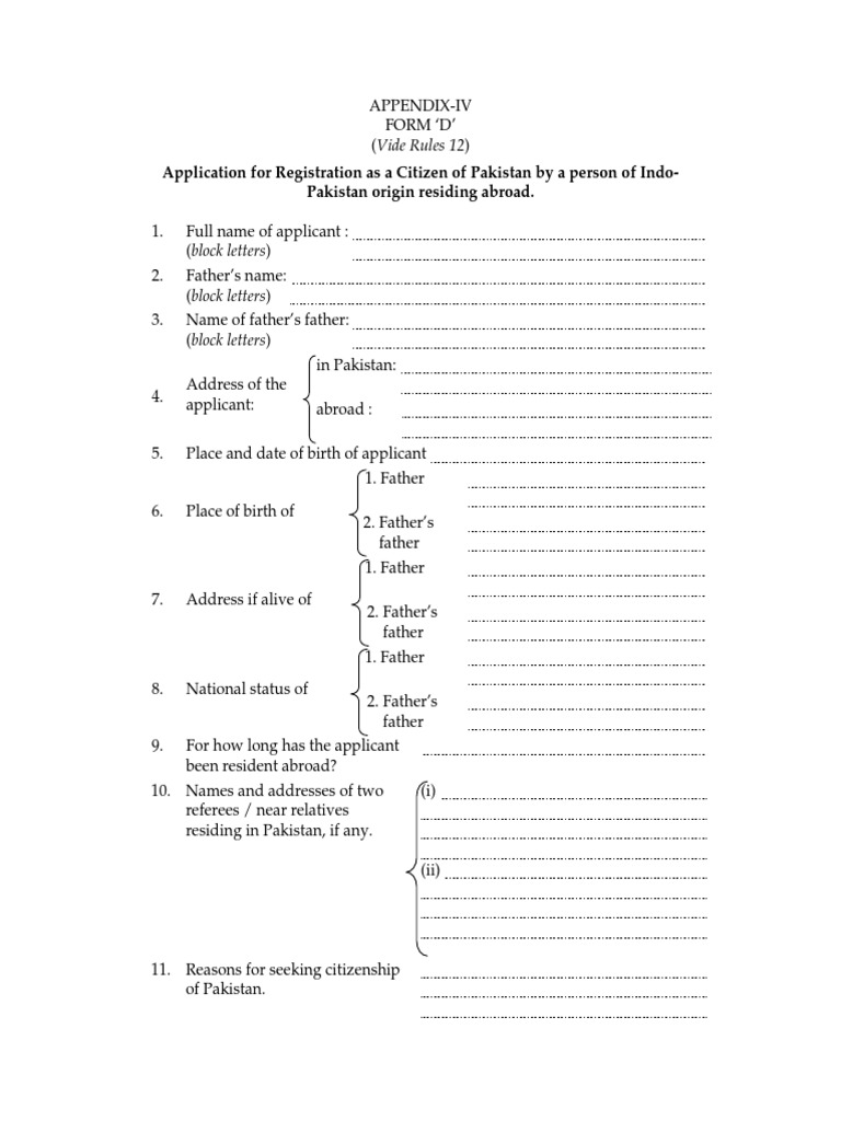 Form D | Download Free PDF | Nation | Human Migration
