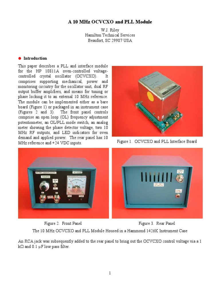 A 10 MHZ OCVCXO and PLL Module | PDF | Amplifier | Detector (Radio)