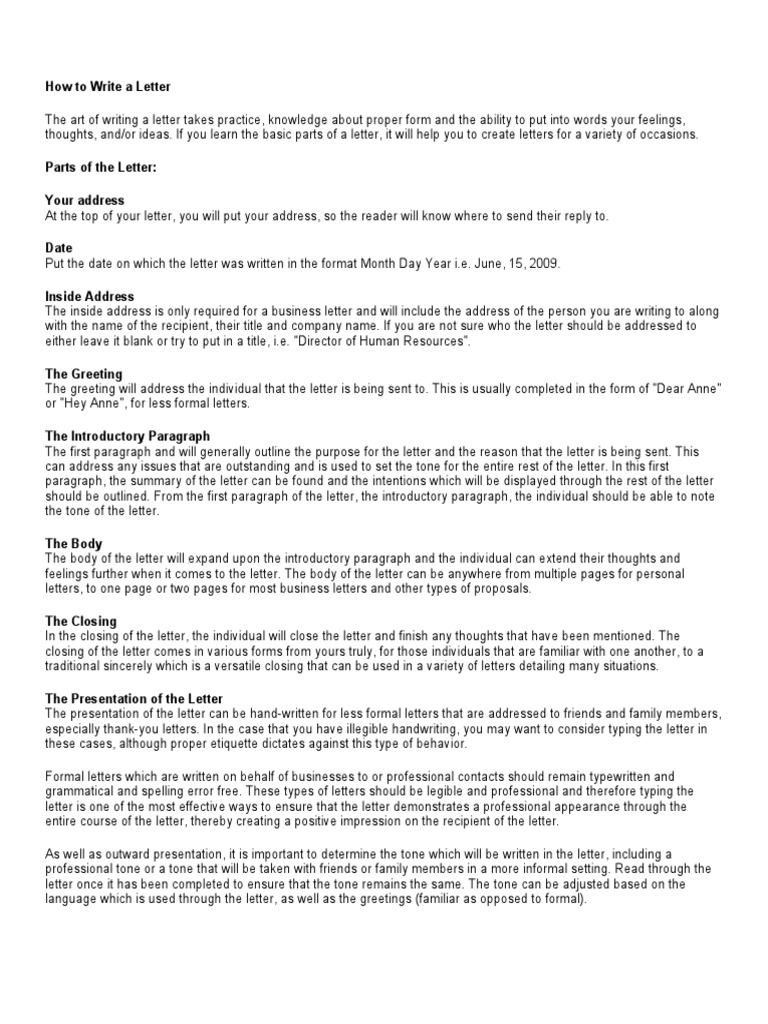 How To Write A Letter | PDF | Thought | Learning