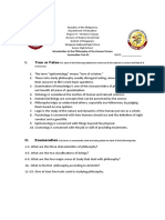 Intro To Philo 2022 2023 1st Quarter Exam and TOS | PDF | Knowledge | Epistemology
